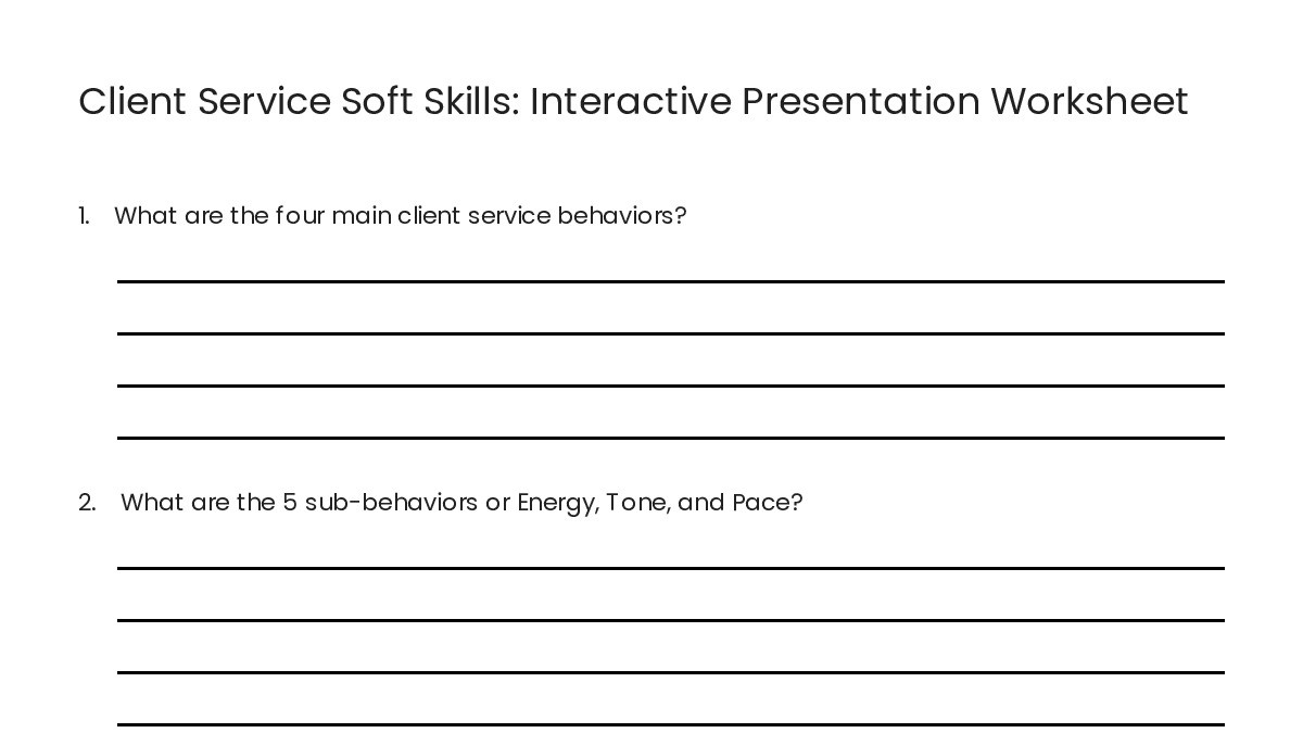 Client Service Soft Skills: Interactive Presentation Worksheet - My ...