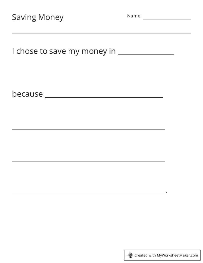 Saving Money - My Worksheet Maker: Create Your Own Worksheets