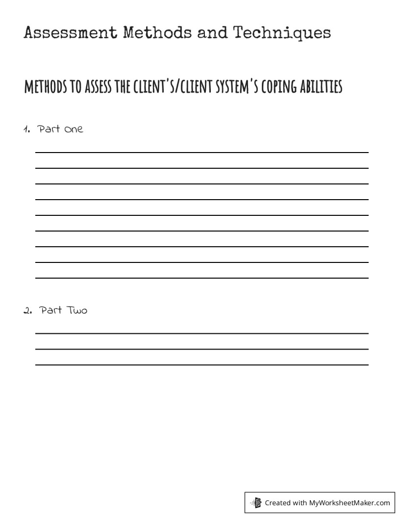 Assessment Methods and Techniques - My Worksheet Maker: Create Your Own ...