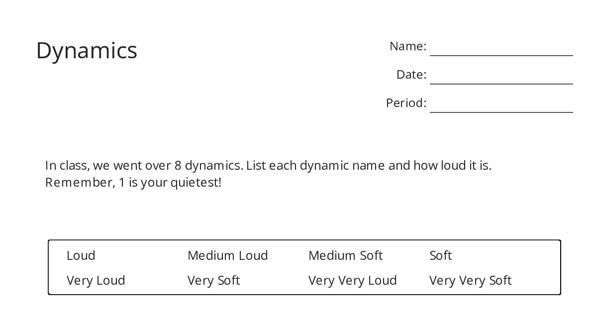 Dynamics - My Worksheet Maker: Create Your Own Worksheets