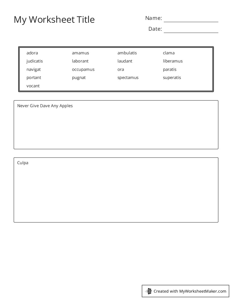 My Worksheet Title - My Worksheet Maker: Create Your Own Worksheets