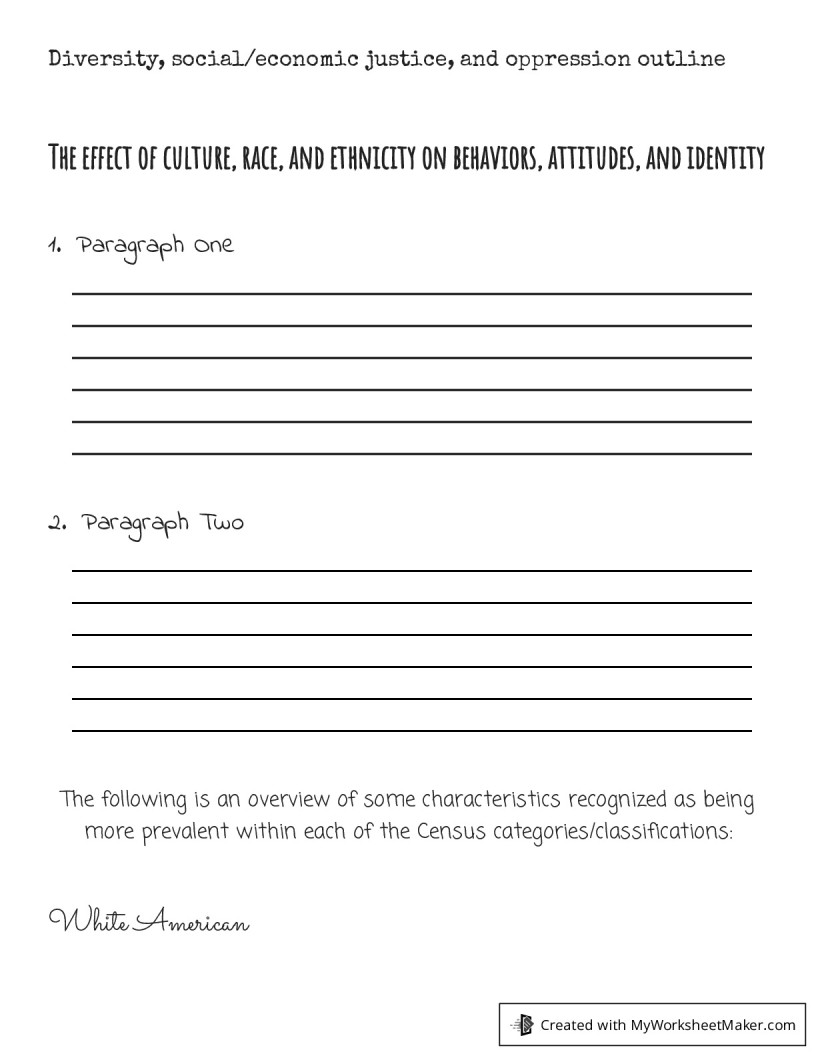Diversity, social/economic justice, and oppression outline - My ...