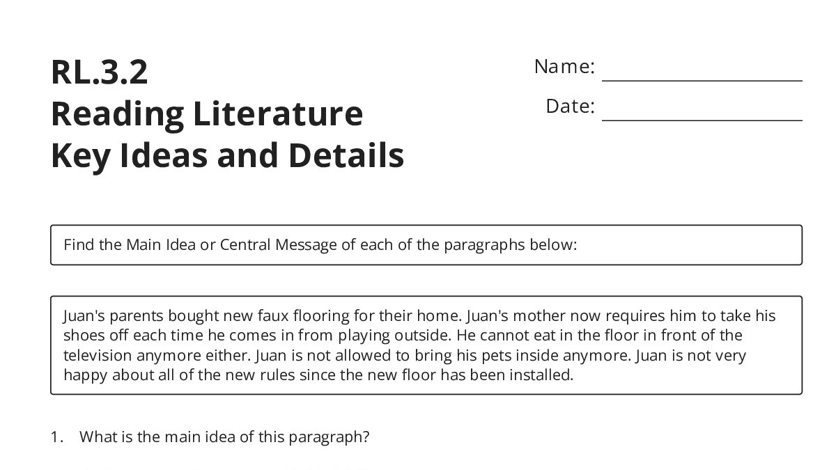 RL.3.2 Reading Literature Key Ideas and Details - My Worksheet Maker ...