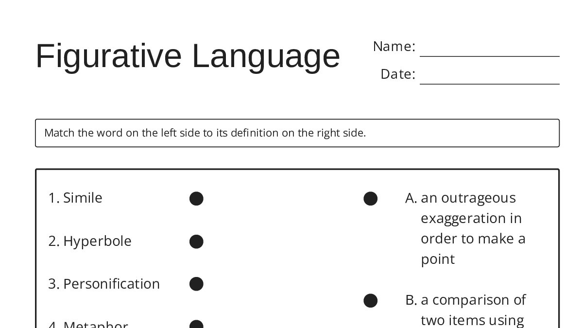 Figurative Language - My Worksheet Maker: Create Your Own Worksheets