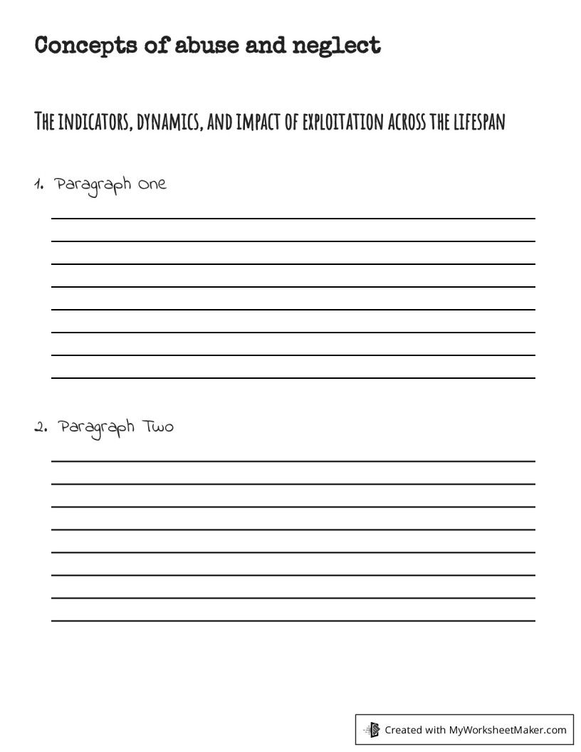 Concepts of abuse and neglect - My Worksheet Maker: Create Your Own ...