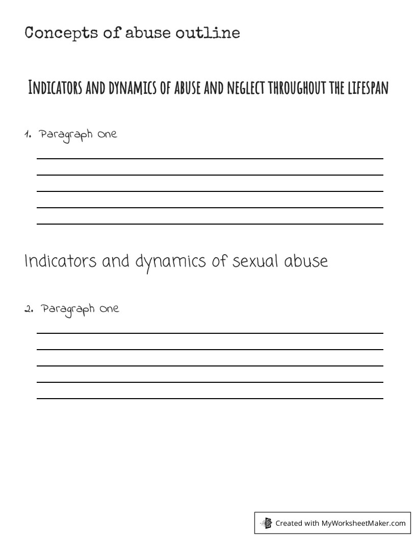 Concepts of abuse outline - My Worksheet Maker: Create Your Own Worksheets