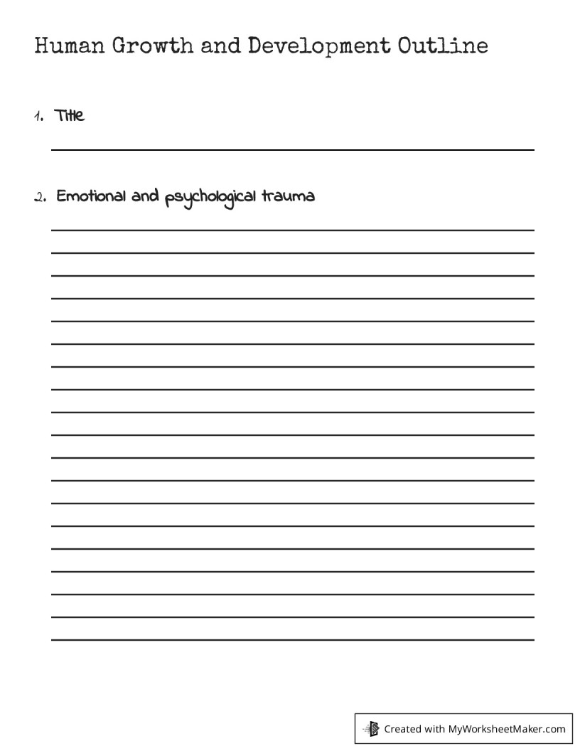 Human Growth and Development Outline - My Worksheet Maker: Create Your ...