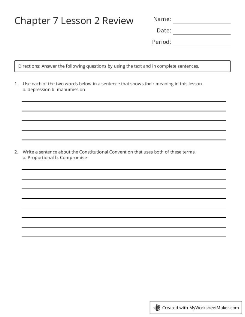 Chapter 7 Lesson 2 Review - My Worksheet Maker: Create Your Own Worksheets
