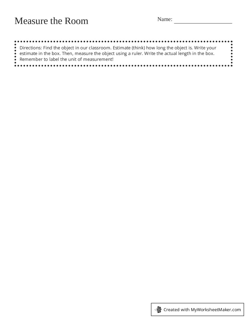 Measure the Room - My Worksheet Maker: Create Your Own Worksheets