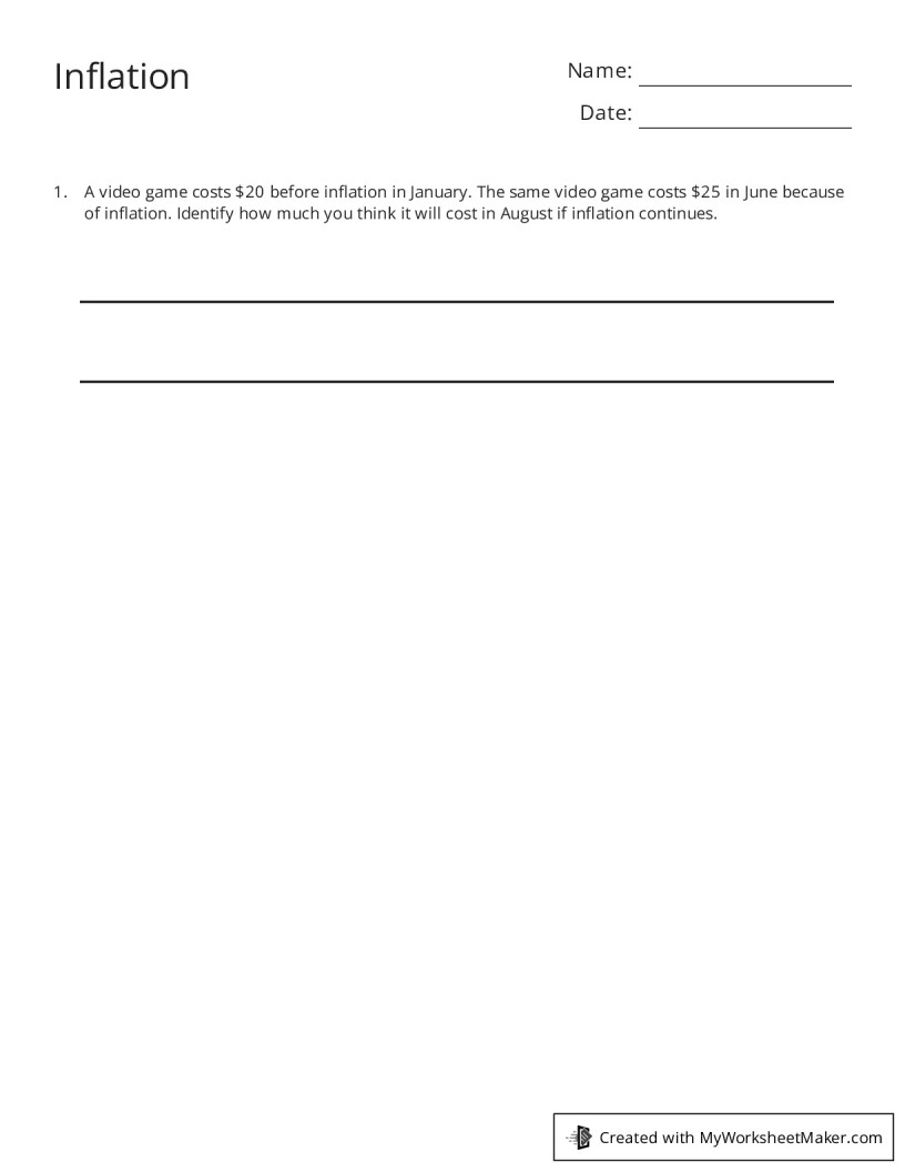 Inflation - My Worksheet Maker: Create Your Own Worksheets