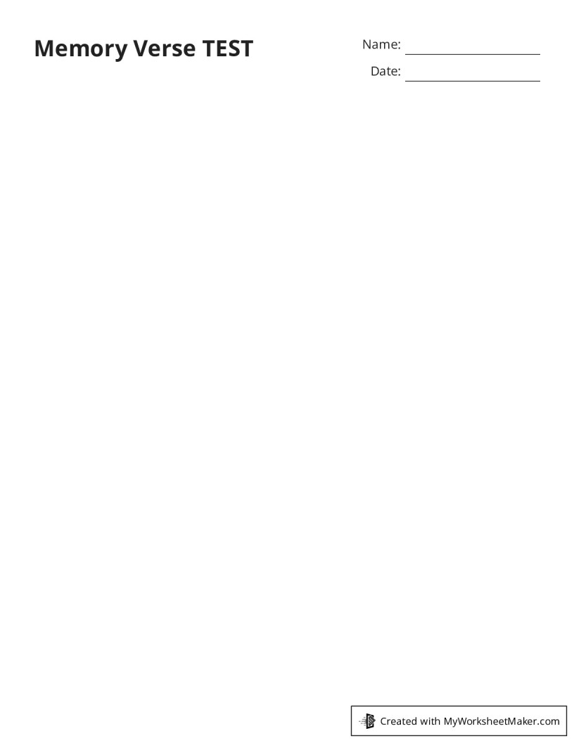 Memory Verse TEST - My Worksheet Maker: Create Your Own Worksheets