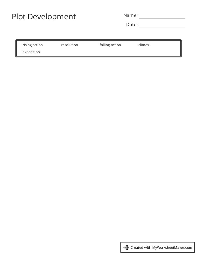 Plot Development - My Worksheet Maker: Create Your Own Worksheets