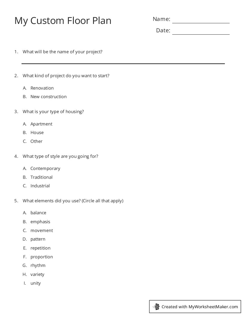 My Custom Floor Plan - My Worksheet Maker: Create Your Own Worksheets
