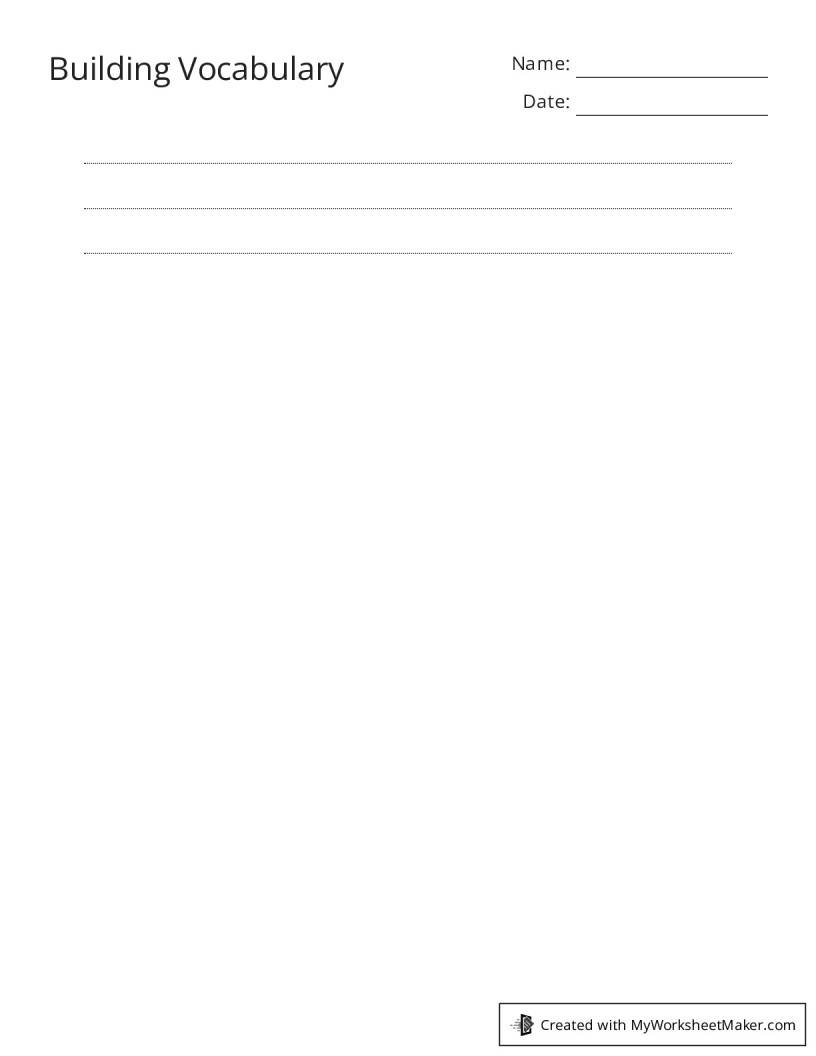 Building Vocabulary - My Worksheet Maker: Create Your Own Worksheets