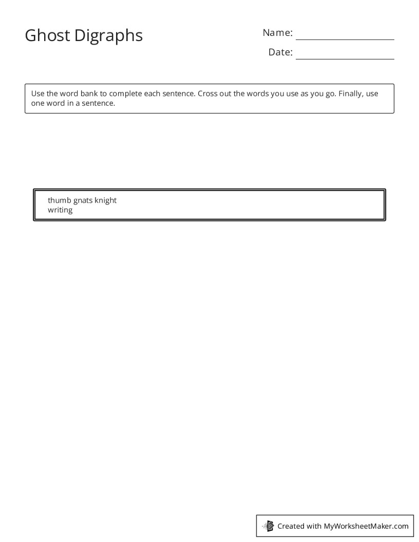 Ghost Digraphs - My Worksheet Maker: Create Your Own Worksheets