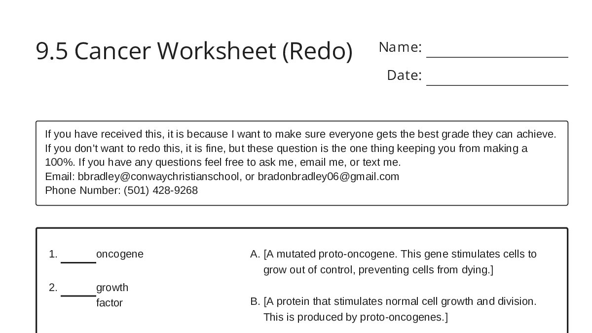 9.5 Cancer Worksheet (Redo) - My Worksheet Maker: Create Your Own ...