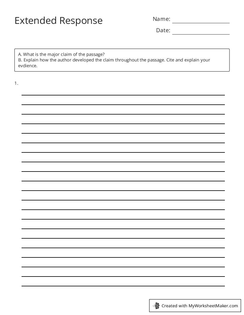 Extended Response - My Worksheet Maker: Create Your Own Worksheets