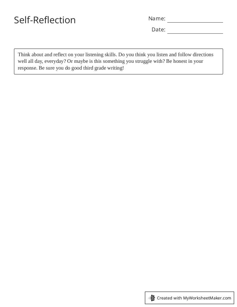 Self-Reflection - My Worksheet Maker: Create Your Own Worksheets