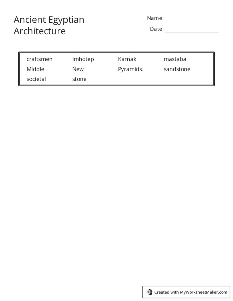 Ancient Egyptian Architecture - My Worksheet Maker: Create Your Own ...
