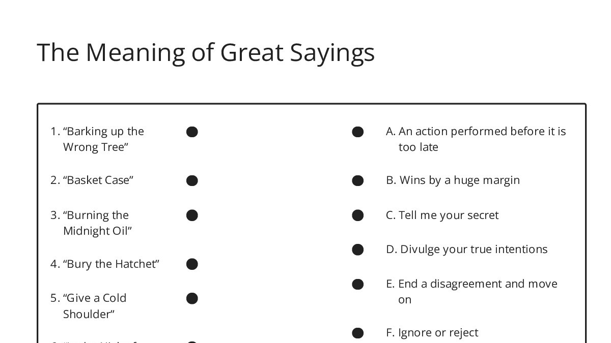 The Meaning of Great Sayings - My Worksheet Maker: Create Your Own ...