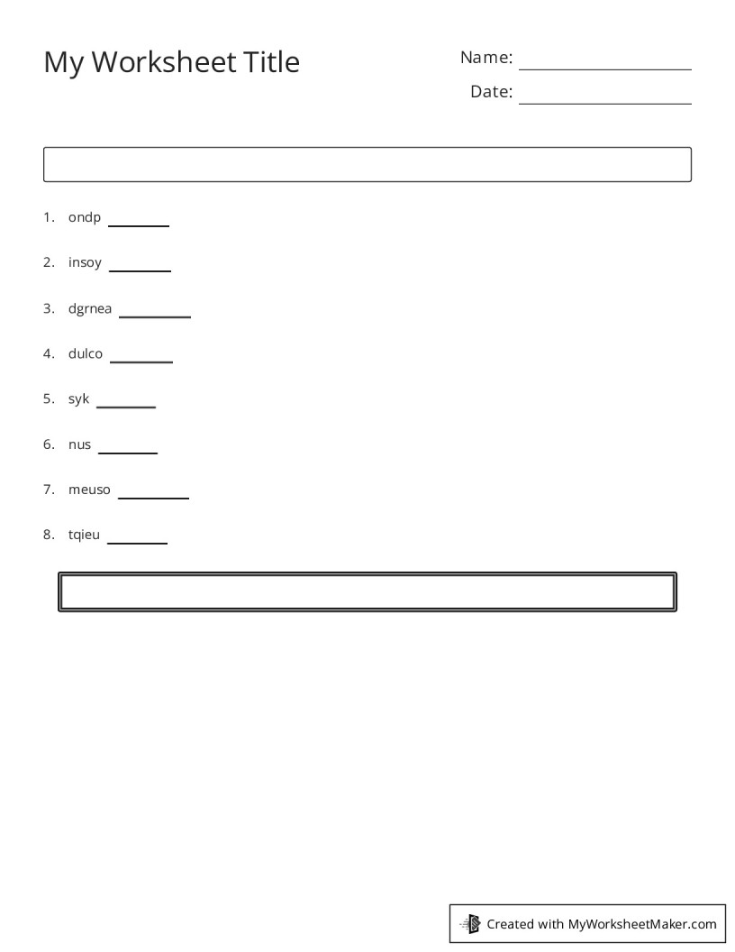 My Worksheet Title - My Worksheet Maker: Create Your Own Worksheets
