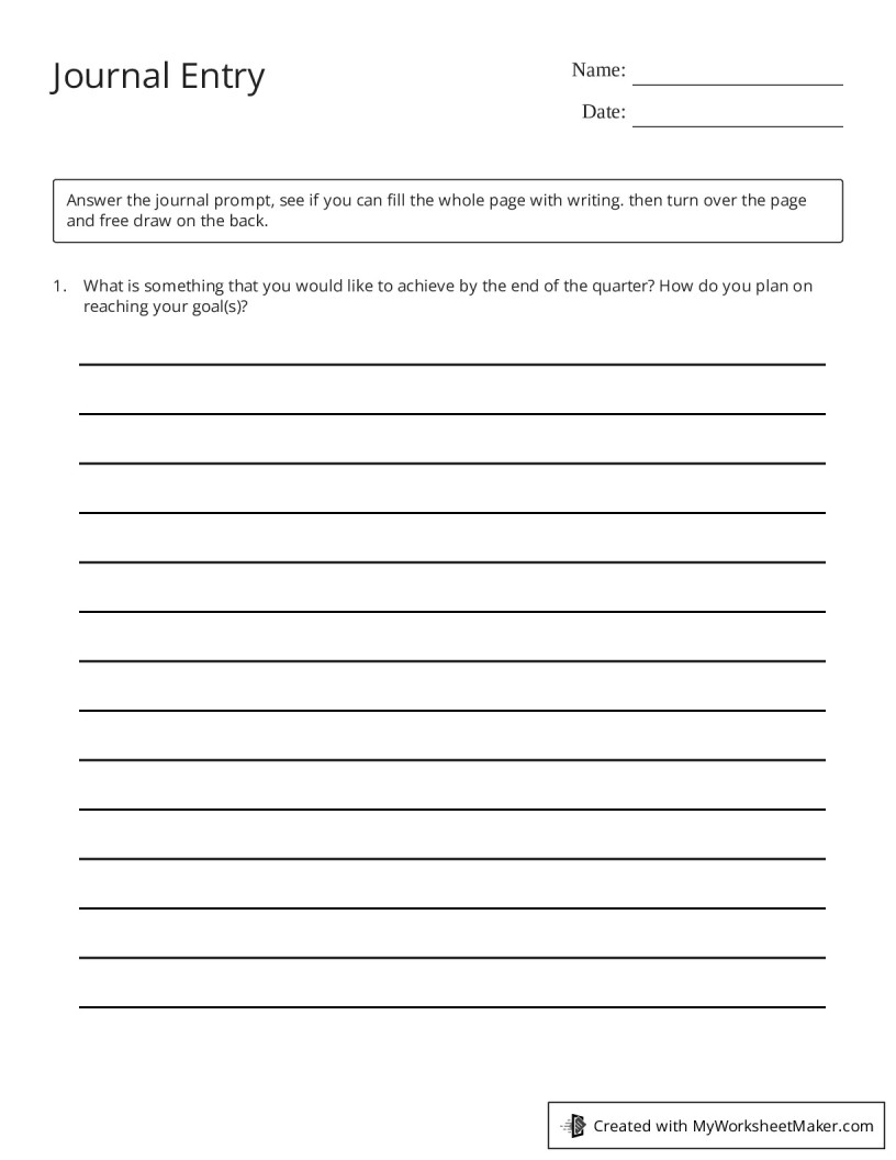 Journal Entry - My Worksheet Maker: Create Your Own Worksheets