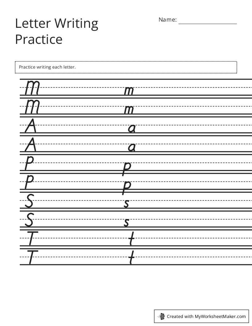 Letter Writing Practice - My Worksheet Maker: Create Your Own Worksheets