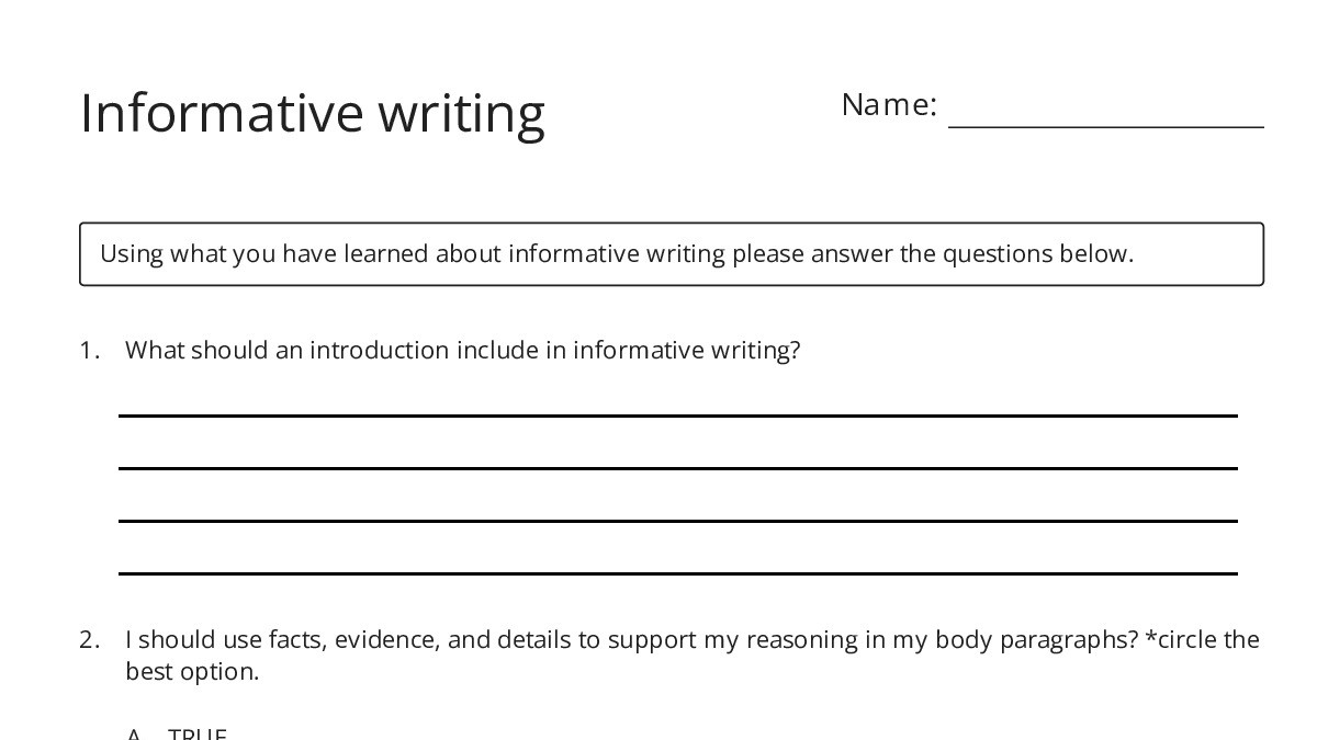 Informative writing - My Worksheet Maker: Create Your Own Worksheets