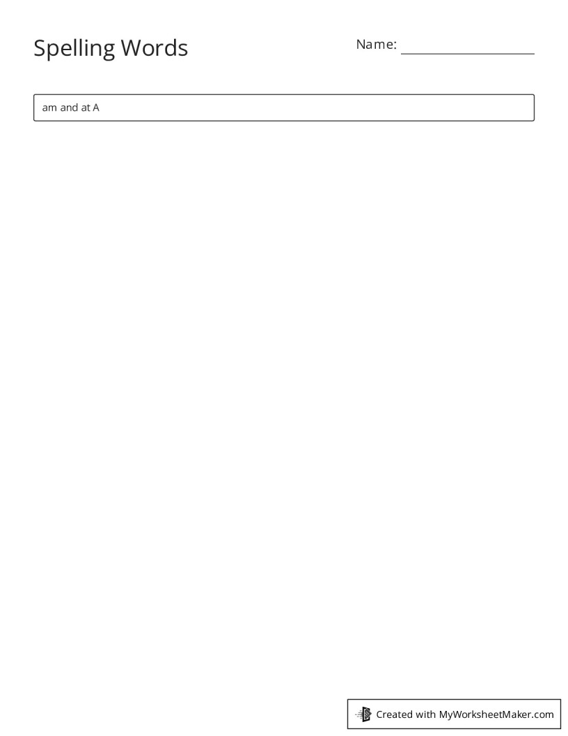 Spelling Words - My Worksheet Maker: Create Your Own Worksheets
