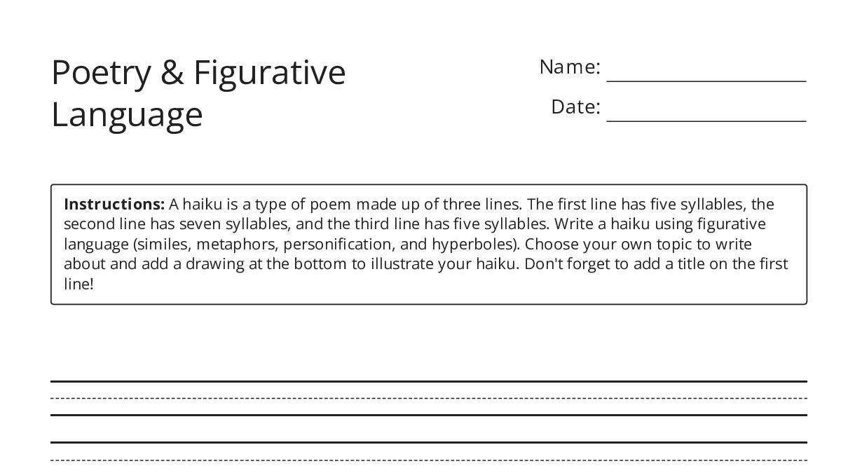 Poetry & Figurative Language - My Worksheet Maker: Create Your Own ...