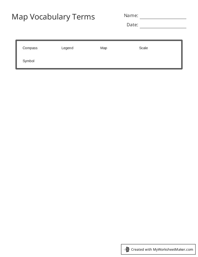 Map Vocabulary Terms - My Worksheet Maker: Create Your Own Worksheets