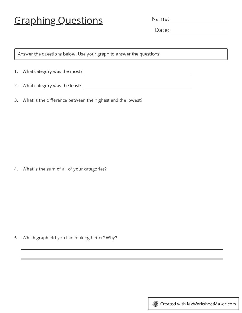Graphing Questions﻿﻿﻿ - My Worksheet Maker: Create Your Own Worksheets
