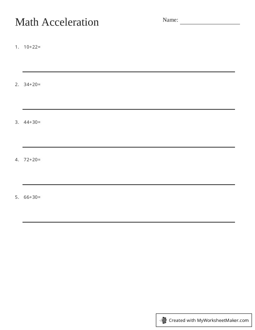 Math Acceleration - My Worksheet Maker: Create Your Own Worksheets