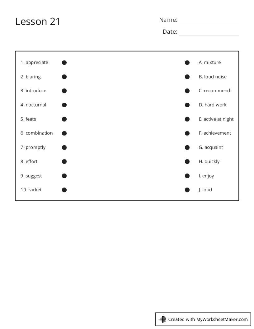 Lesson 21 - My Worksheet Maker: Create Your Own Worksheets
