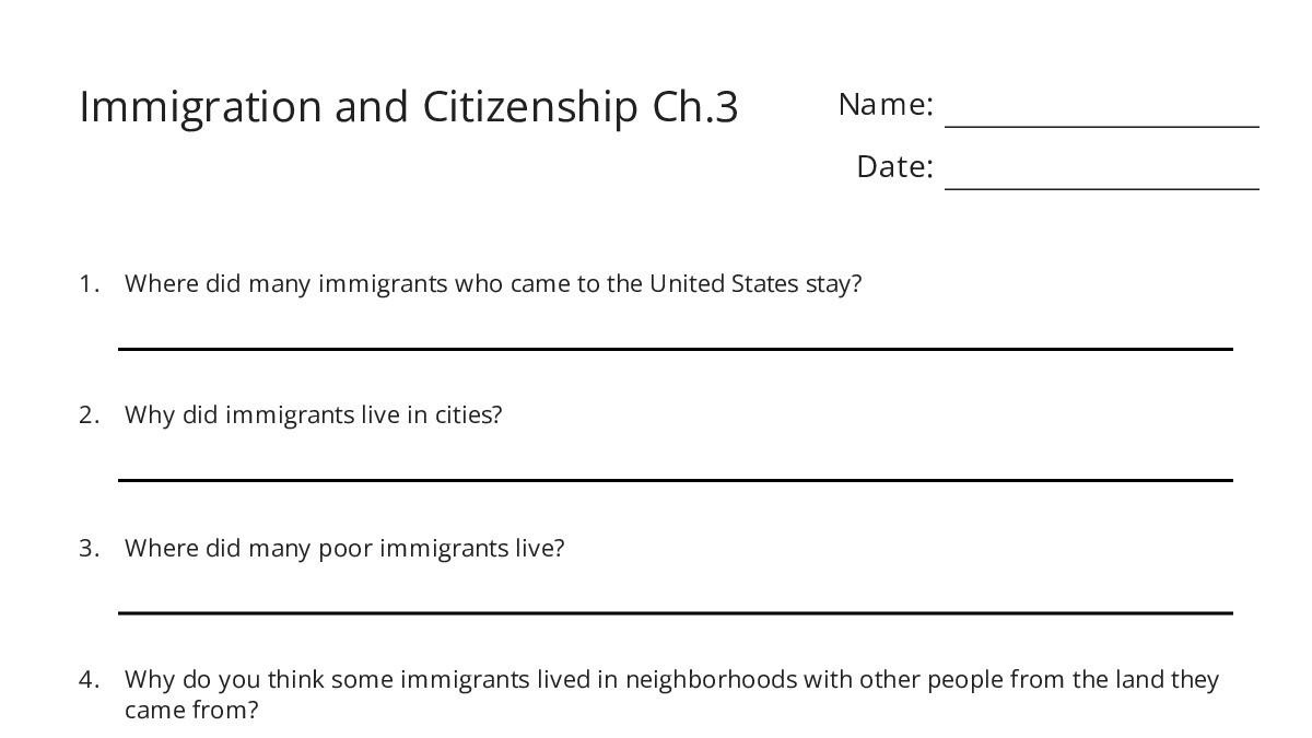 Immigration and Citizenship Ch.3 - My Worksheet Maker: Create Your Own ...