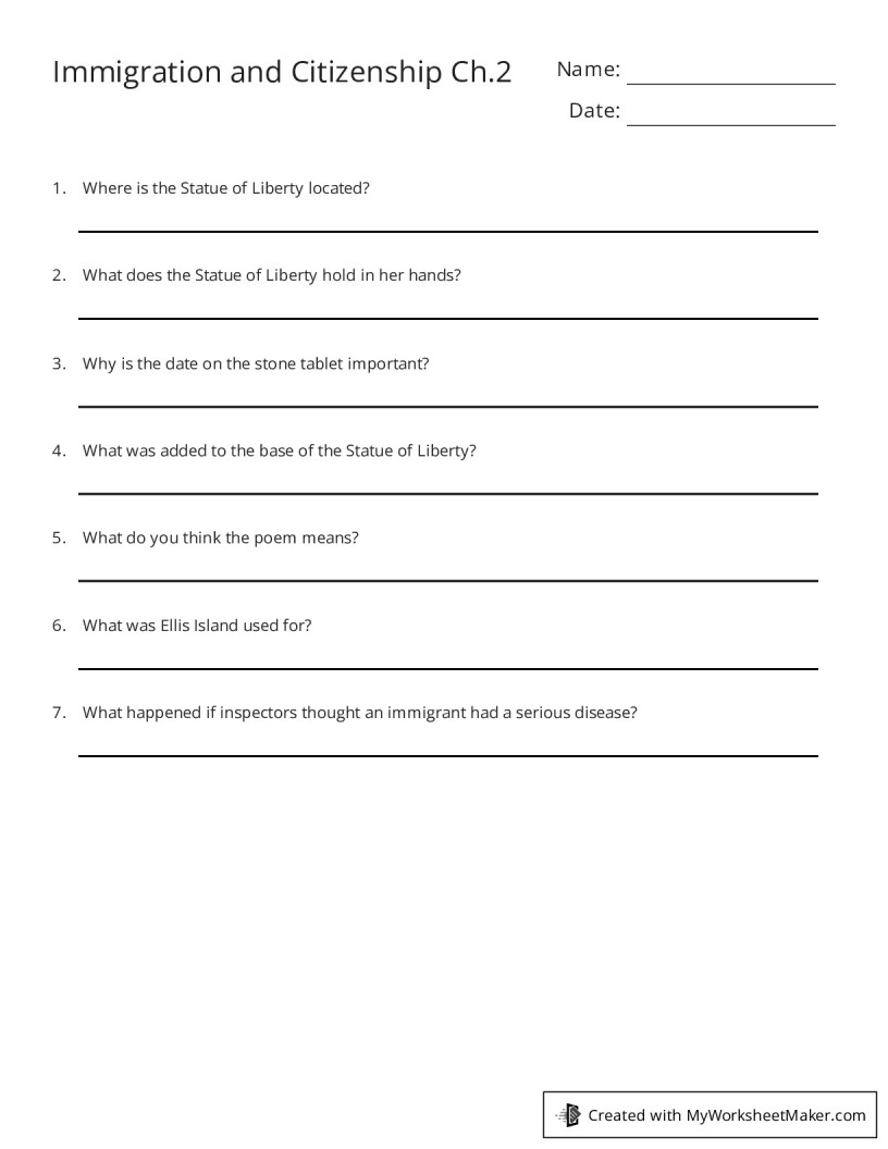 Immigration and Citizenship Ch.2 - My Worksheet Maker: Create Your Own ...