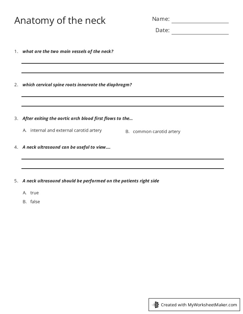 Anatomy of the neck - My Worksheet Maker: Create Your Own Worksheets