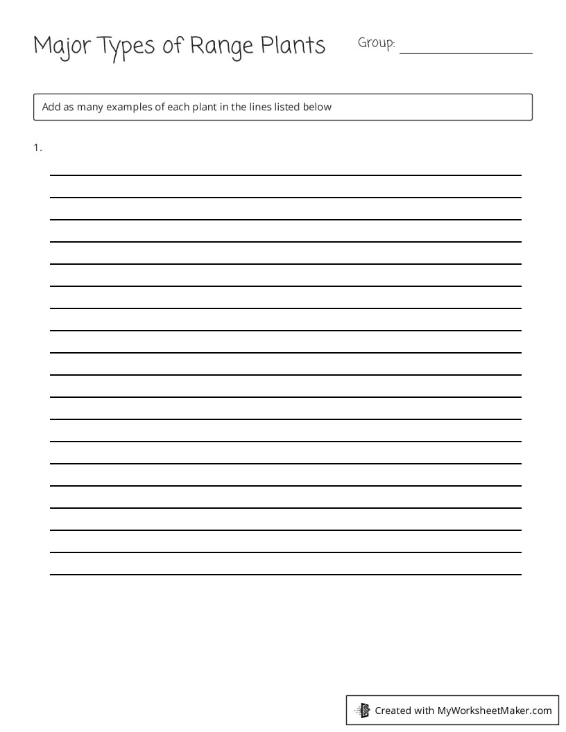 Major Types of Range Plants - My Worksheet Maker: Create Your Own ...