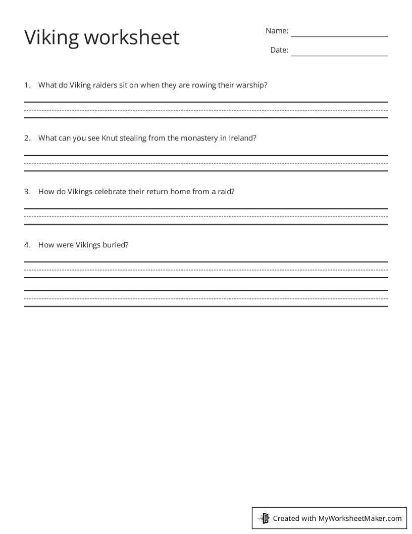 Viking worksheet - My Worksheet Maker: Create Your Own Worksheets