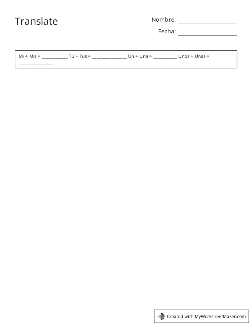 Translate - My Worksheet Maker: Create Your Own Worksheets