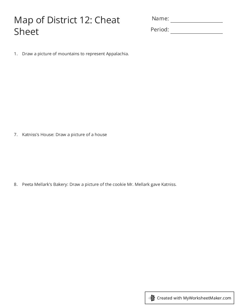 Map of District 12: Cheat Sheet - My Worksheet Maker: Create Your Own ...