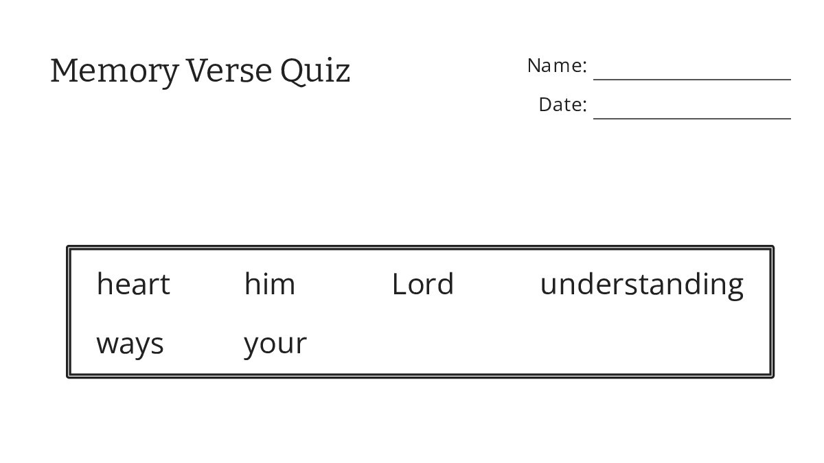 Memory Verse Quiz - My Worksheet Maker: Create Your Own Worksheets