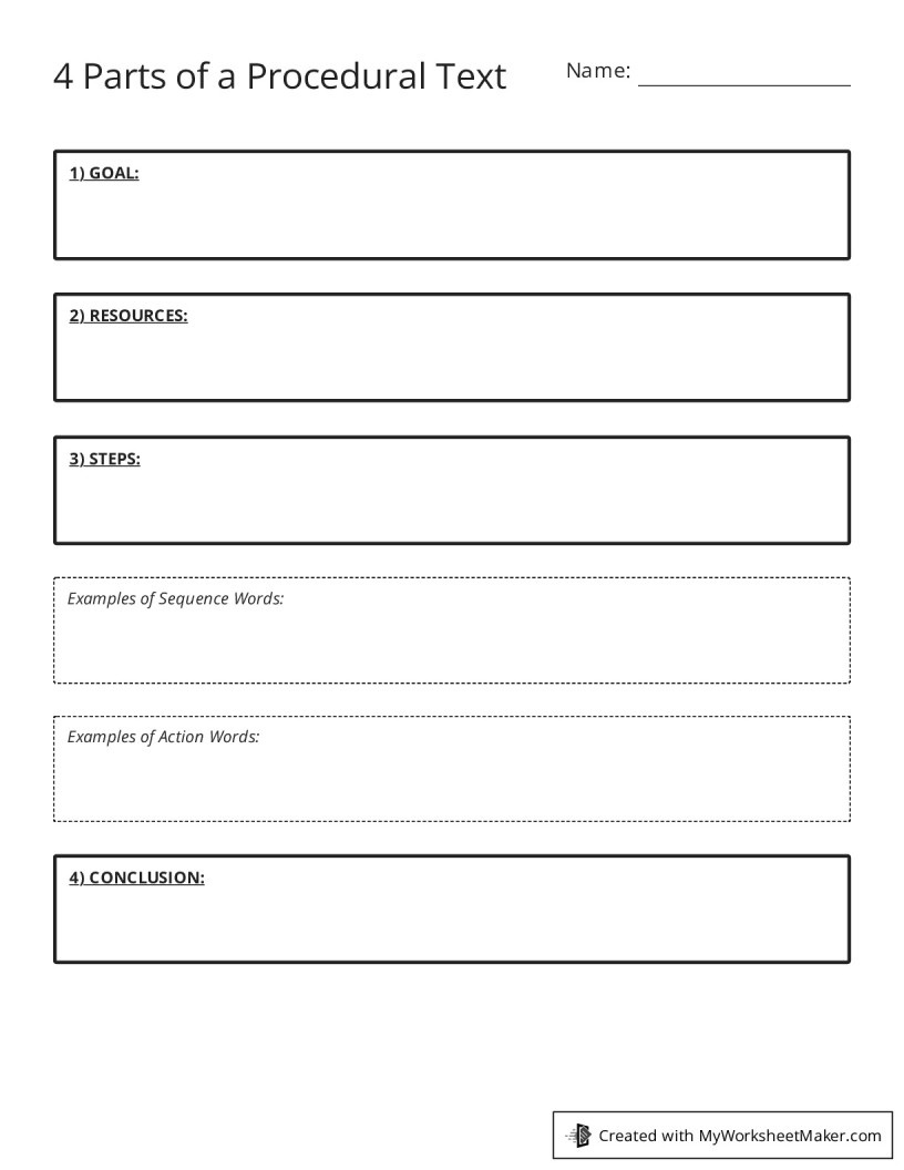 4 Parts of a Procedural Text - My Worksheet Maker: Create Your Own ...