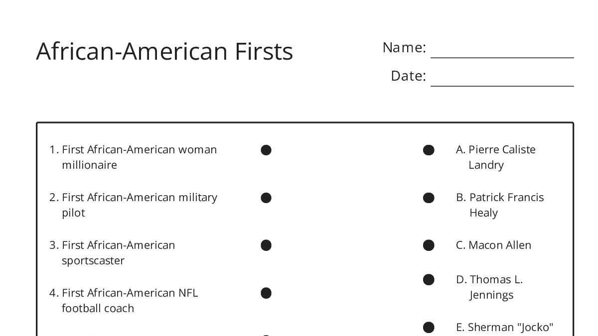 African-American Firsts - My Worksheet Maker: Create Your Own Worksheets