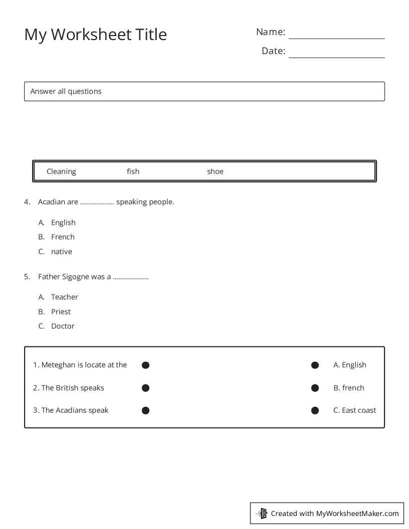 My Worksheet Title - My Worksheet Maker: Create Your Own Worksheets