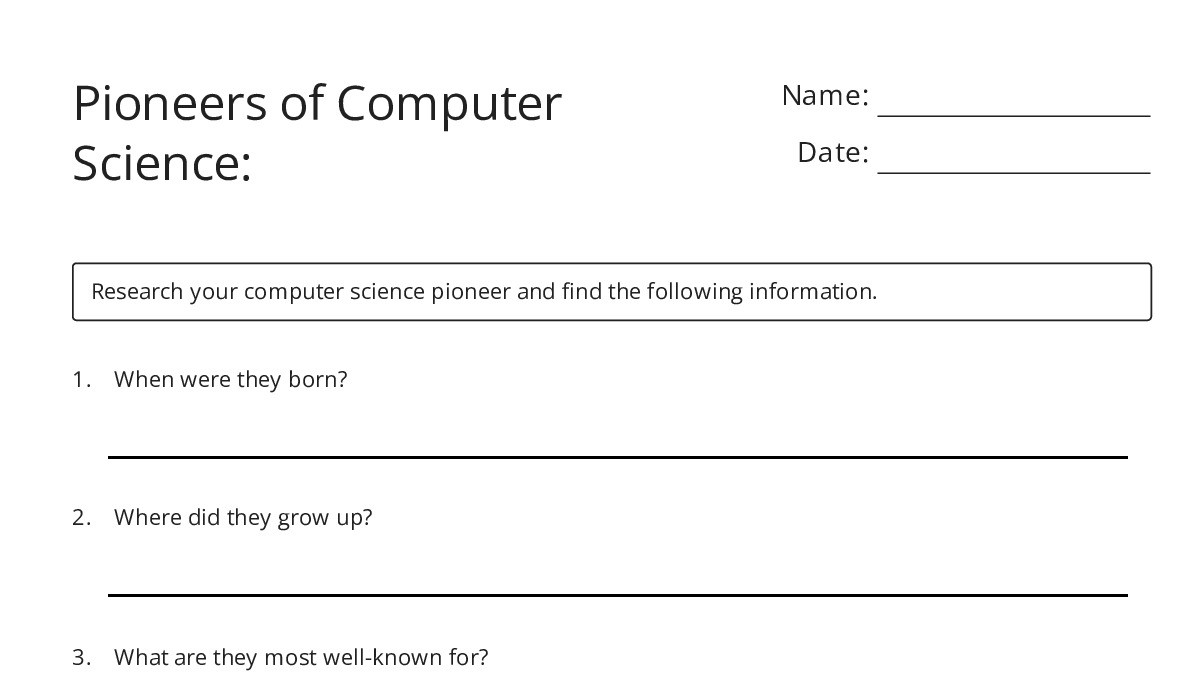 Pioneers of Computer Science: - My Worksheet Maker: Create Your Own ...
