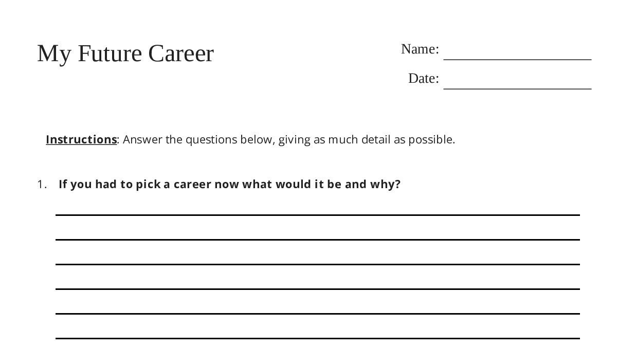 My Future Career - My Worksheet Maker: Create Your Own Worksheets