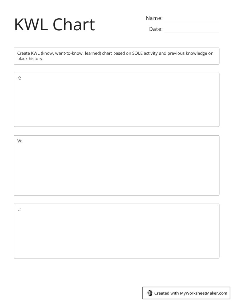 KWL Chart - My Worksheet Maker: Create Your Own Worksheets