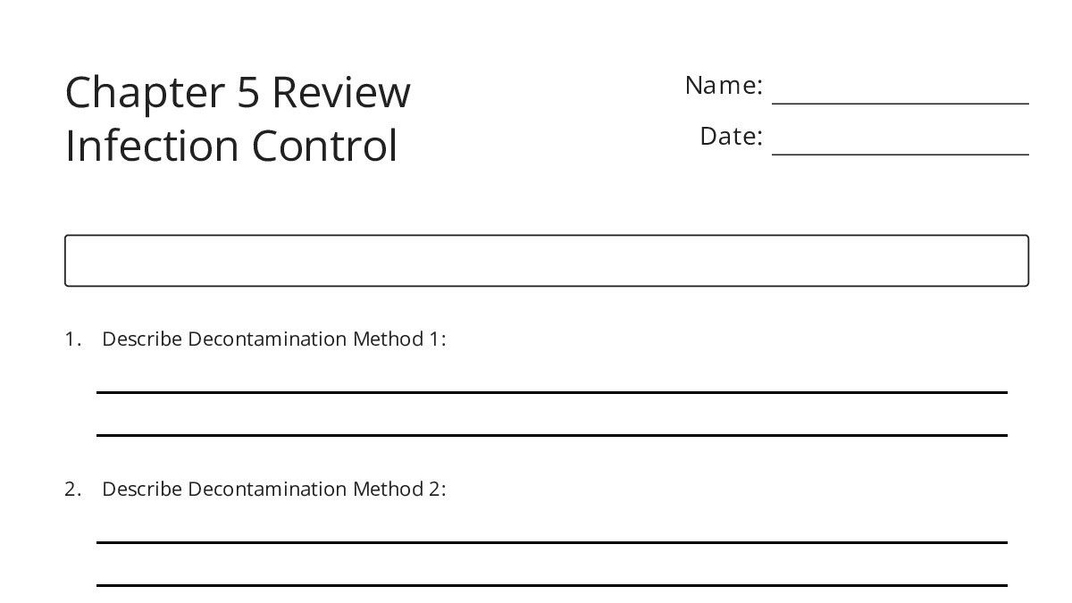 Chapter 5 Review Infection Control - My Worksheet Maker: Create Your ...