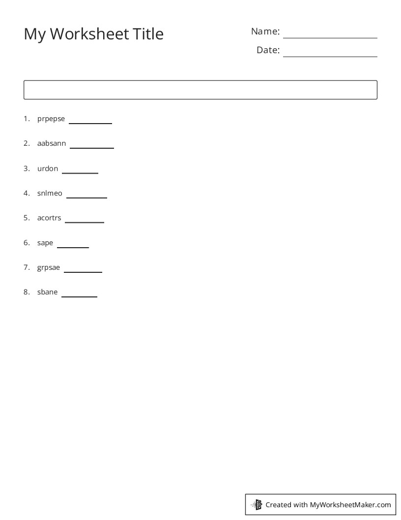 My Worksheet Title - My Worksheet Maker: Create Your Own Worksheets
